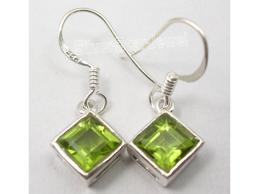 Square Shape 925 Pure Solid Silver High End Cut Green Color Genuine ...