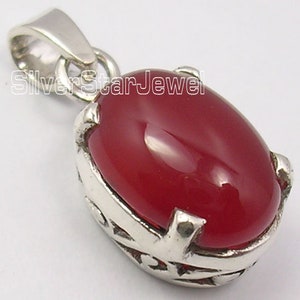 RED Color Pendant Earrings Matching Set 925 Solid Silver CARNELIAN ...