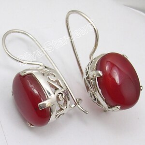 RED Color Pendant Earrings Matching Set 925 Solid Silver CARNELIAN ...
