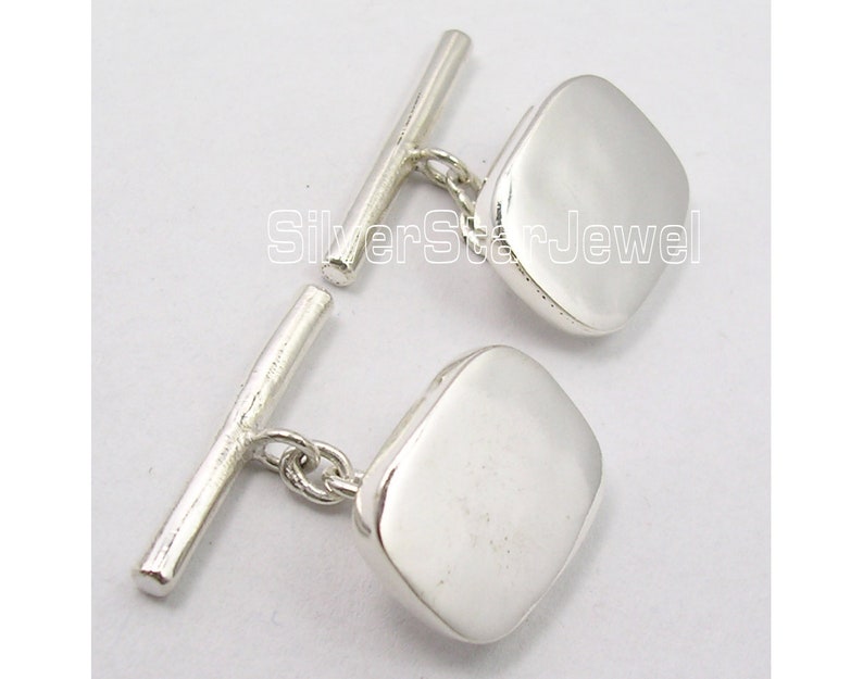 925 Solid Plain SILVER Cufflinks 0.6 High Polished - Etsy
