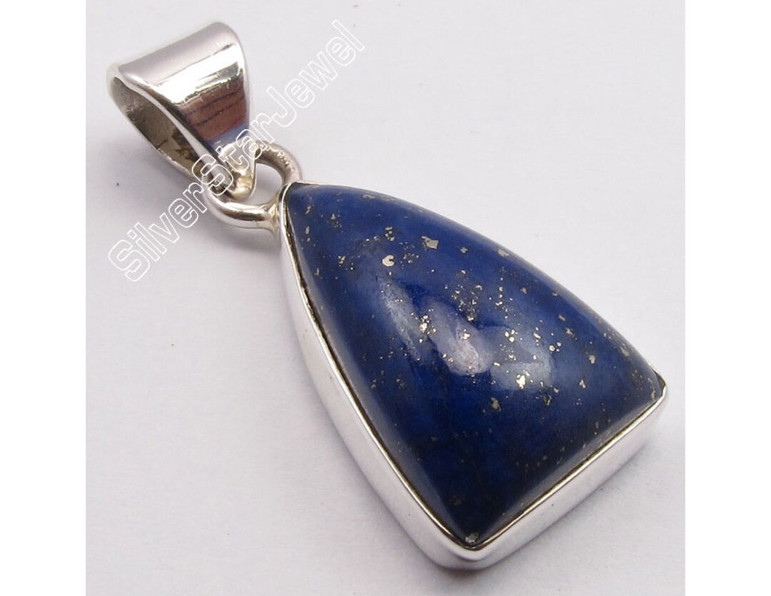 925 Stamped Pure Solid Silver Triangle Shape Natural LAPIS - Etsy
