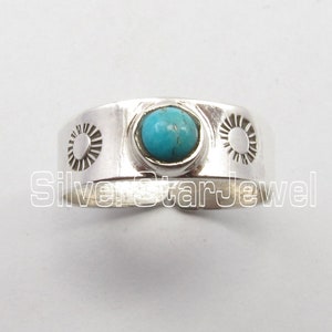 Solid Silver TURQUOISE Toe Ring Natural Gem Jewelry Gift for Her US 3 ...
