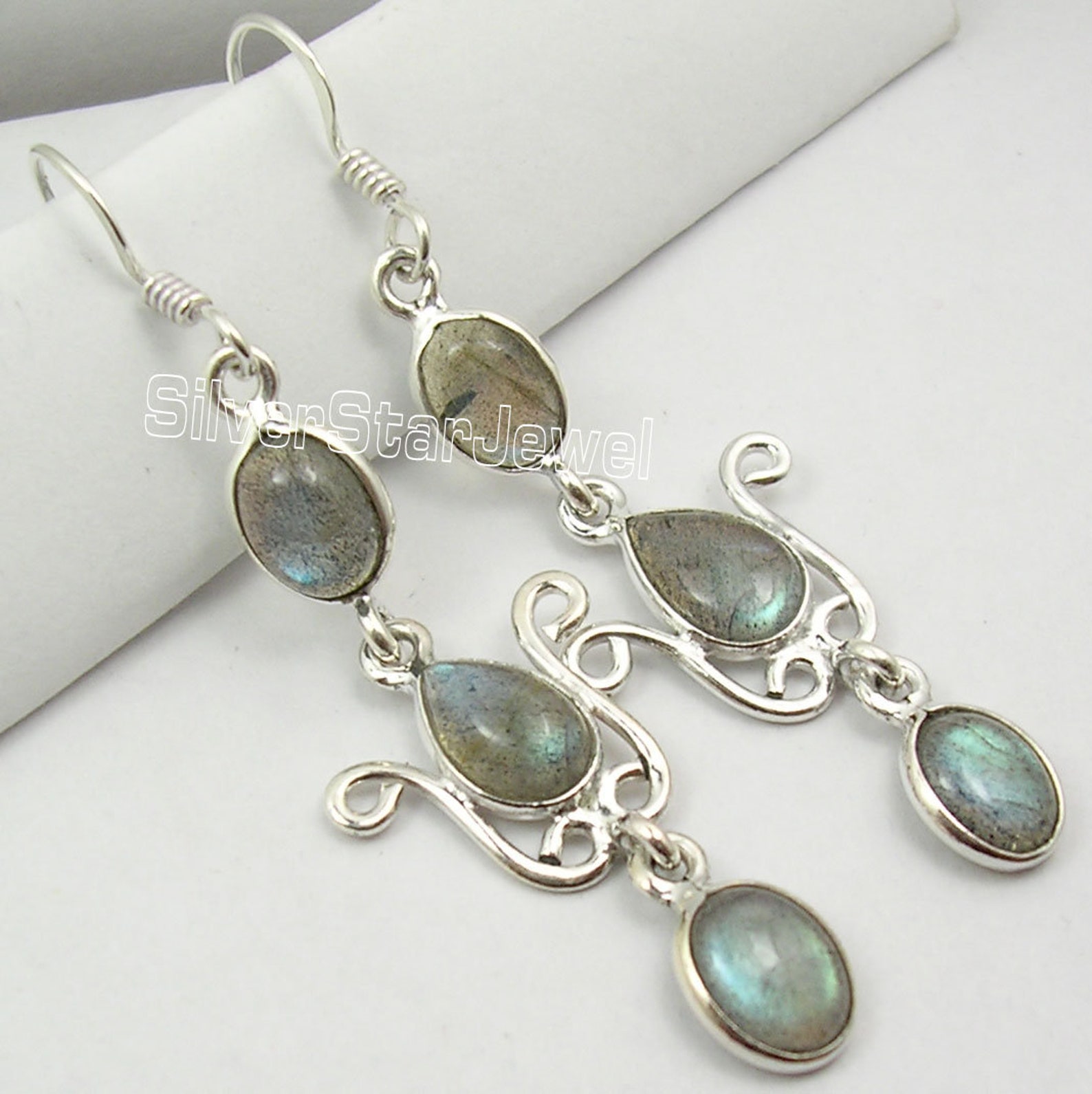 LABRADORITE Earrings 2.2 Real Gemstone Girls' | Etsy