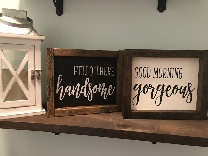 Hello There Handsome , Good Morning Gorgeous Wood Sign Set , Bedroom ...