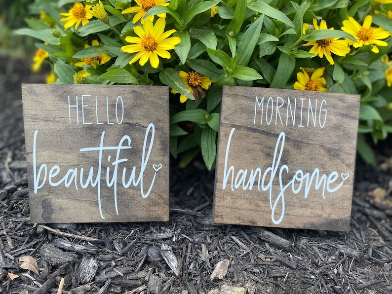 Hello Beautiful Morning Handsome Sign Set Bedroom Decor - Etsy