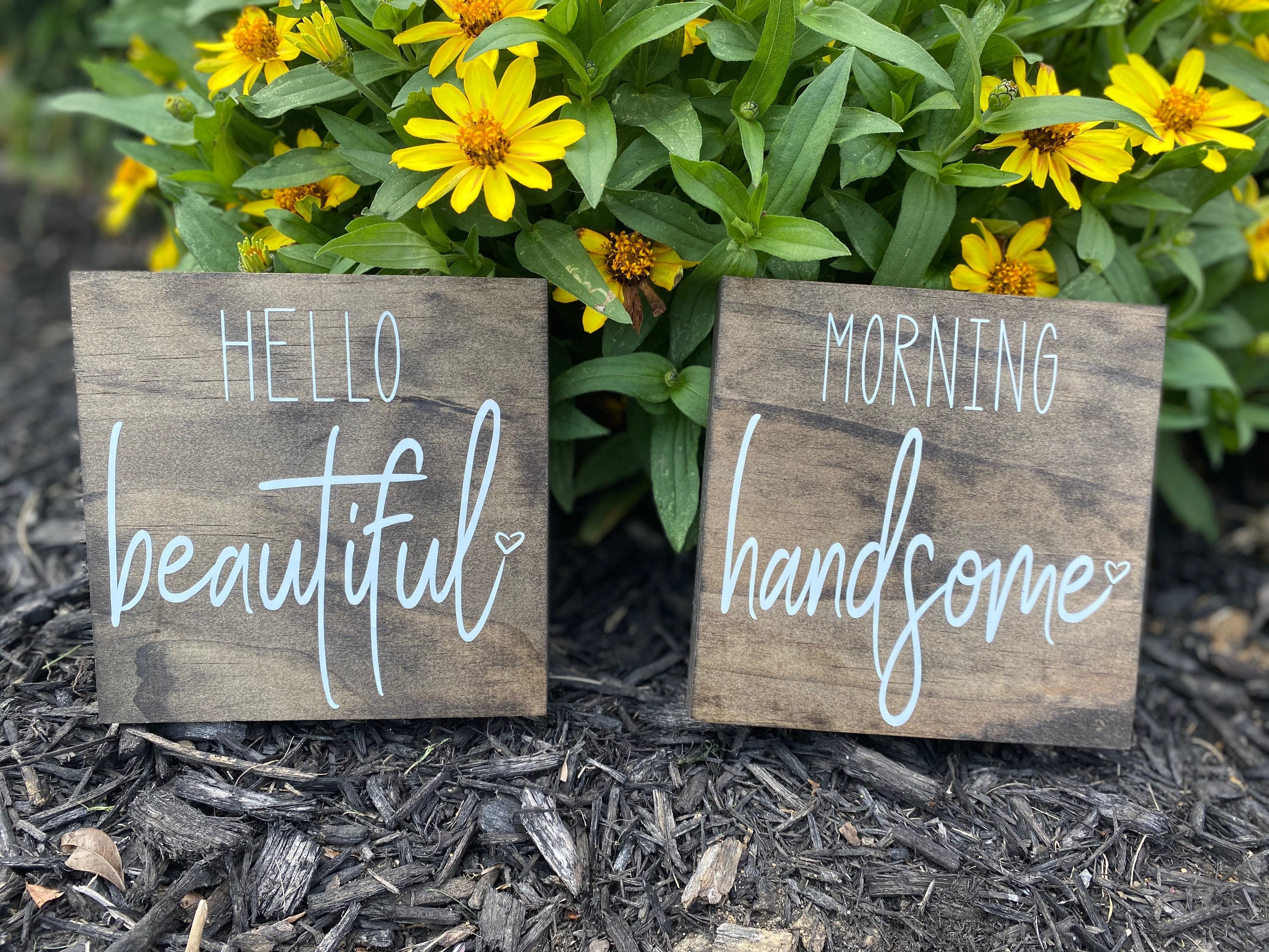 Hello Beautiful Morning Handsome Sign Set Bedroom Decor - Etsy