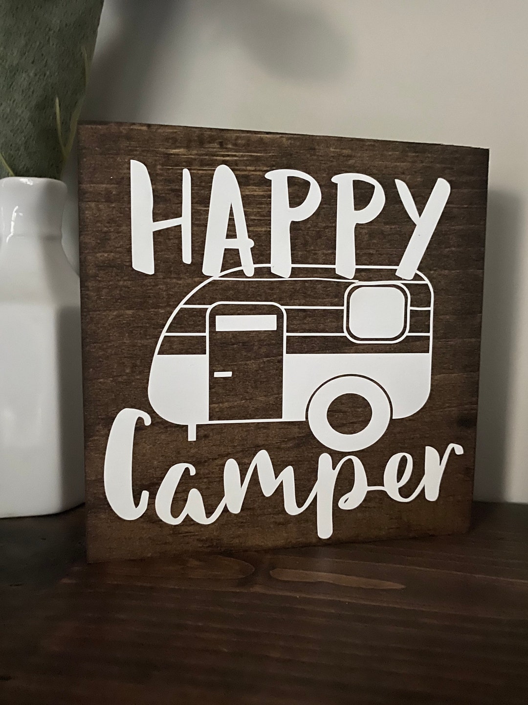 Happy Camper Wood Sign | Camping Decor | Travel Trailer | Farmhouse ...