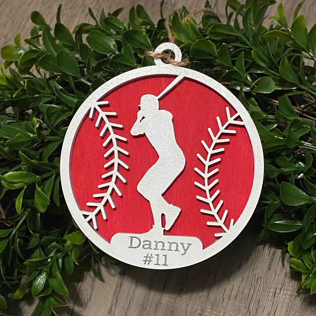 Baseball Sports Ornament Custom Laser Engraved Gift / Baseball Tag ...