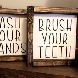Wash Your Hands, Brush Your Teeth, Framed Sign , Sign , New Sign , DIY ...