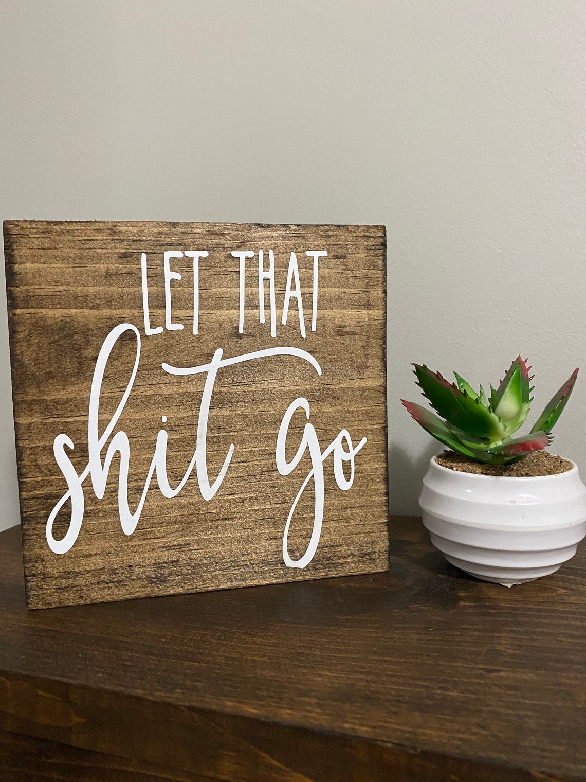 Bathroom Sign Let That Shit Go Wood Sign Farmhouse Bathroom - Etsy