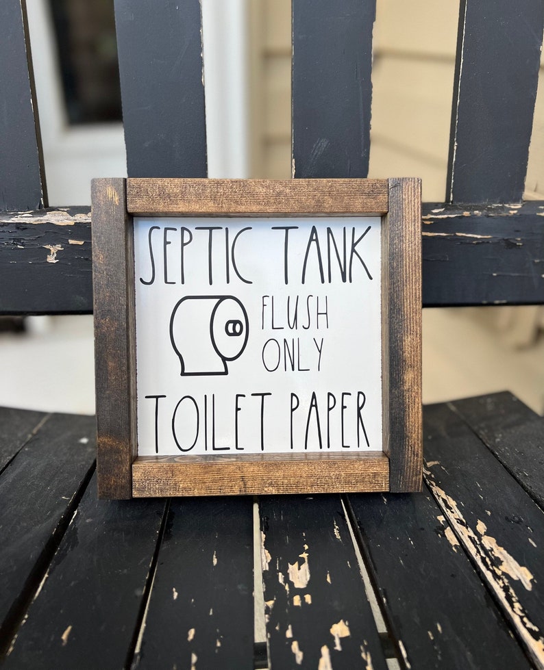 Septic Tank Flush Only Toilet Paper Wooden Sign, Septic System, Toilet ...