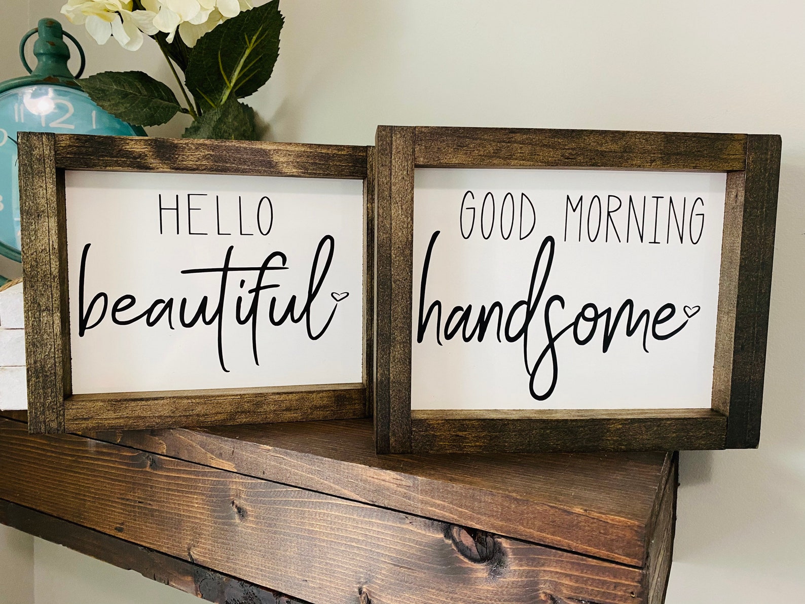 Hello Beautiful Good Morning Handsome Sign Set Bedroom - Etsy