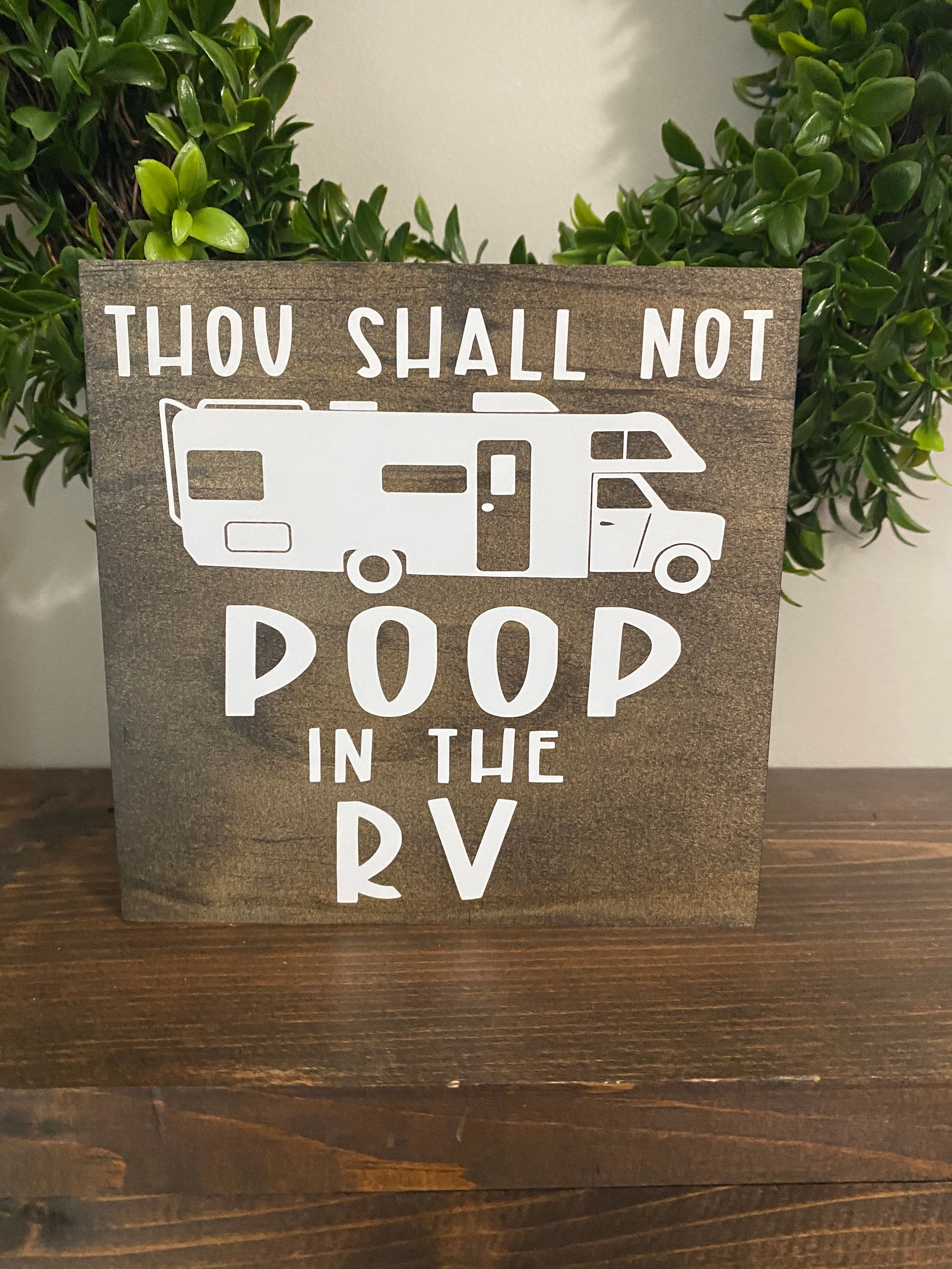 Thou Shall Not Poop in the RV Wood Sign Bathroom RV | Etsy