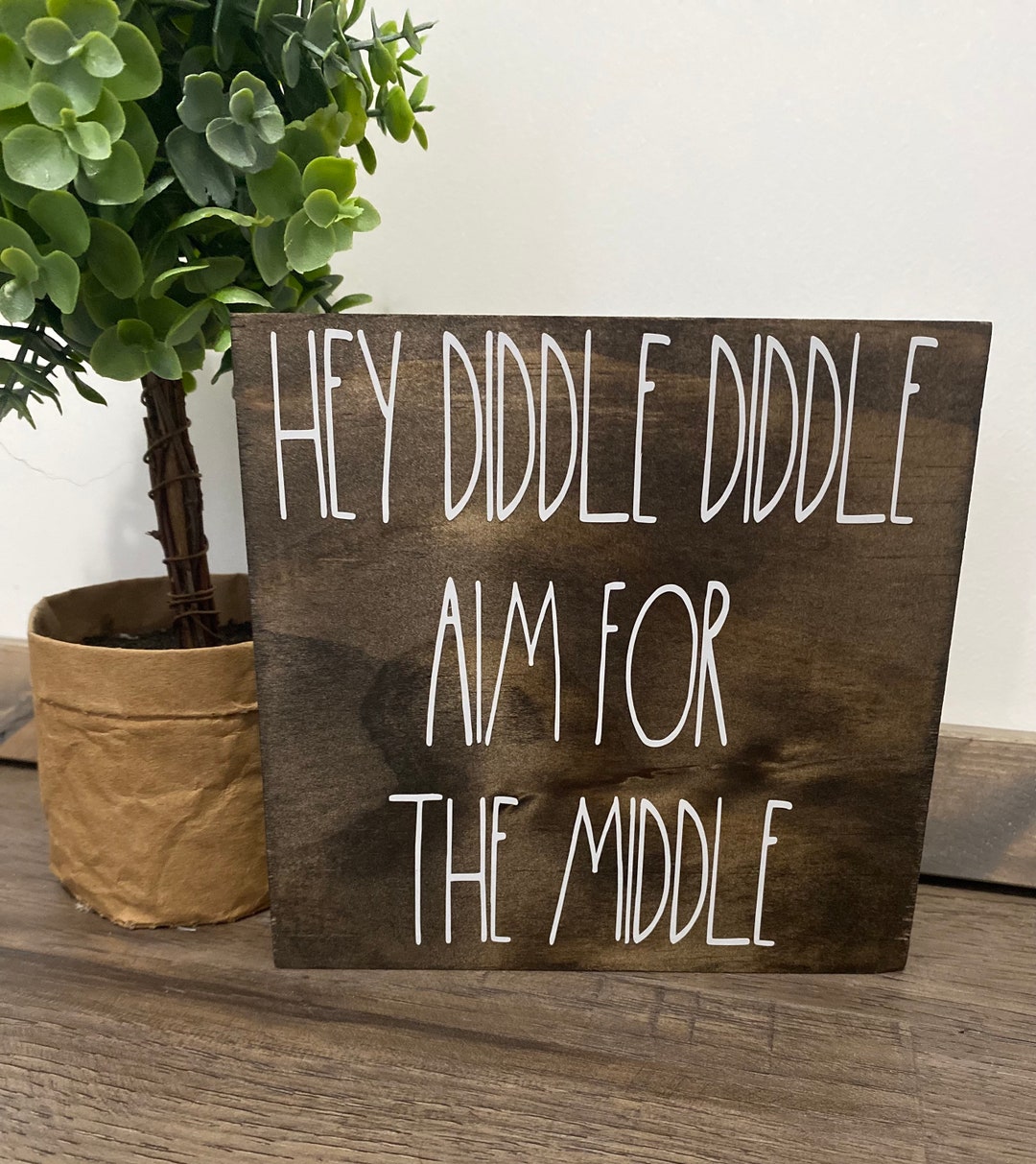 Funny Bathroom Hey Diddle Diddle Aim for the Middle Wood Sign ...