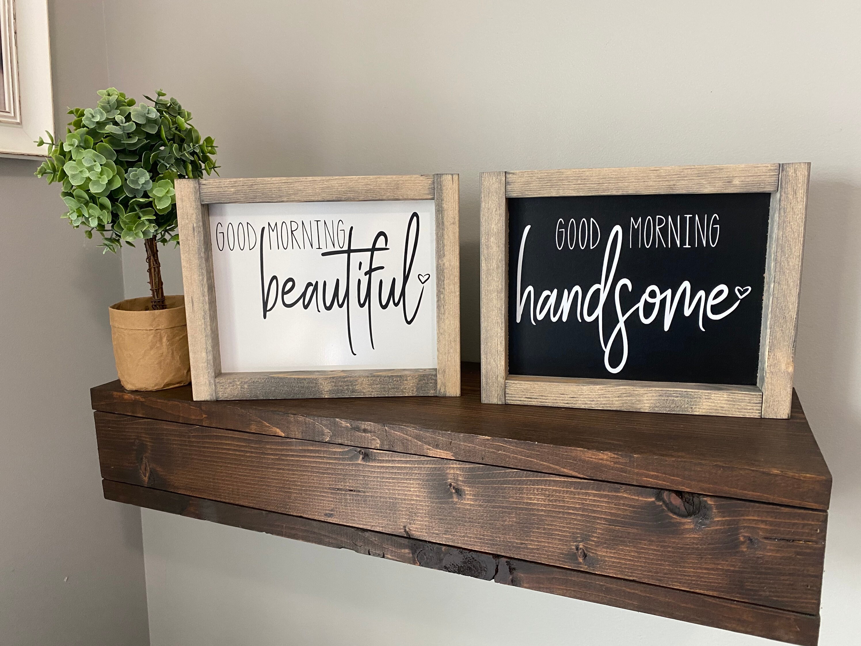 Good Morning Handsome , Good Morning Beautiful Sign Set , Bedroom Decor ...