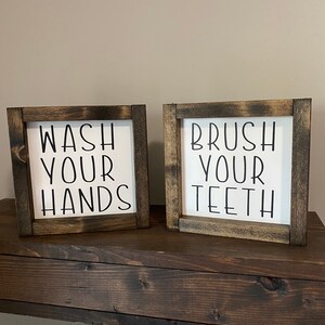 Wash Your Hands, Brush Your Teeth, Framed Sign , Sign , New Sign , DIY ...