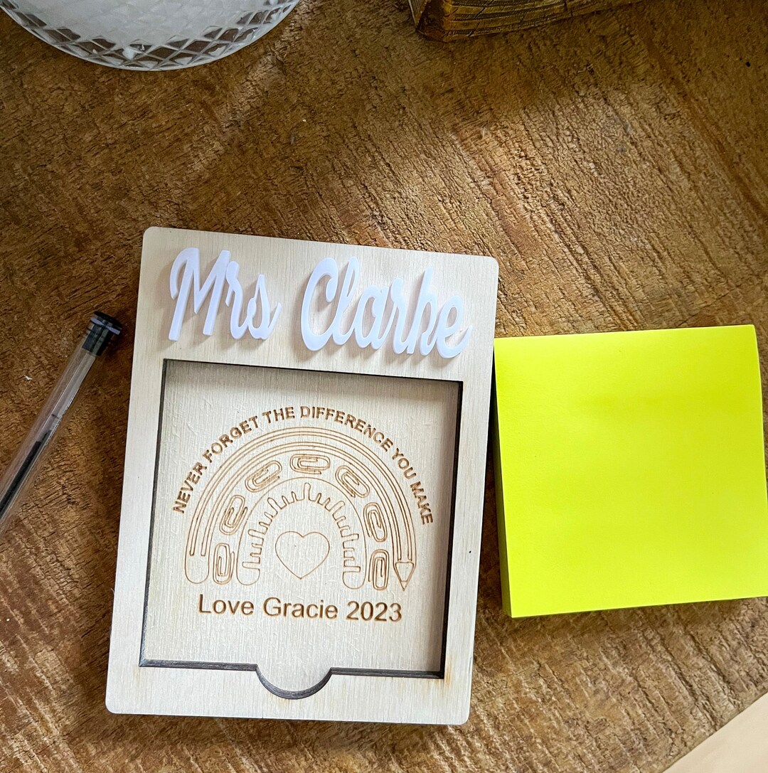 Wooden Sticky Note Holder for Teachers, Educators, Personalized Gift ...