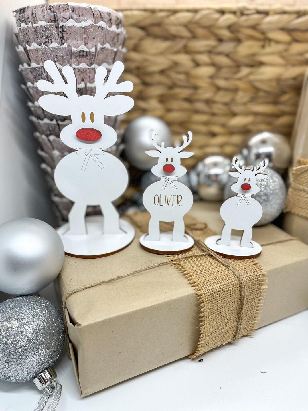 Gnome Place Card Settings, Reindeer Place Card Settings, Wooden Initial ...
