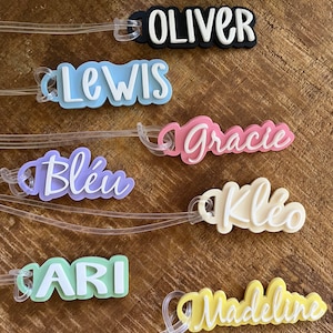 Personalised Acrylic Name Tags for Kindergarten, Custom School Name ...