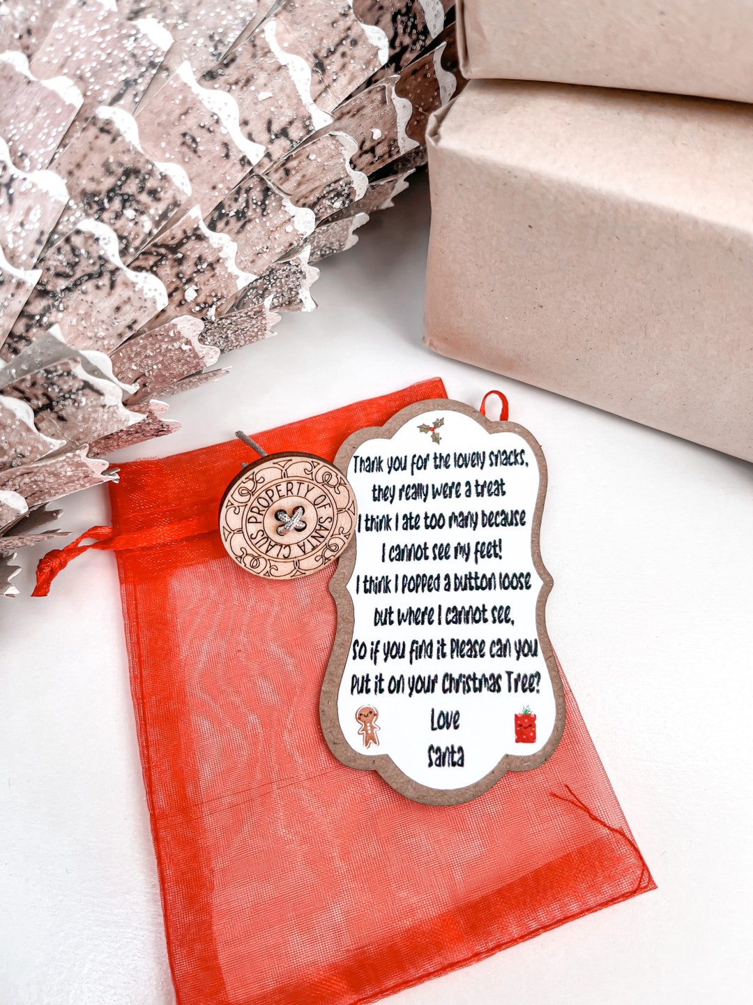 Santa's Lost Button With Note, Santa's Missing Button in Bag - Etsy