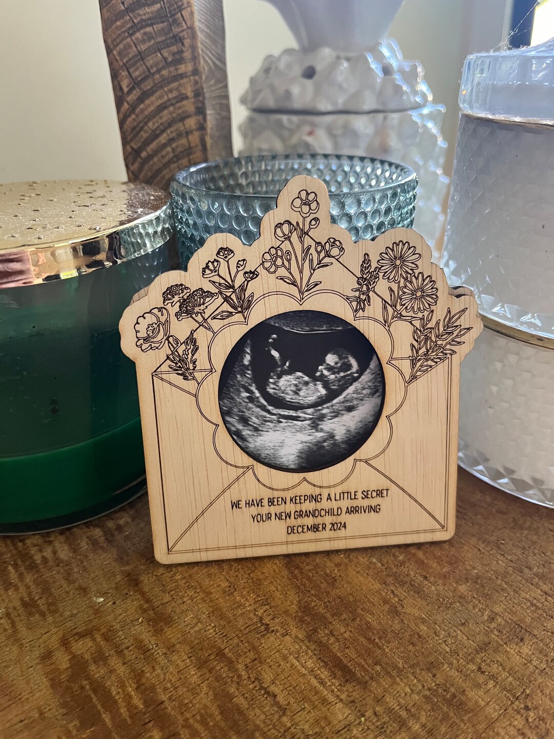 Wooden Photo Fridge Magnet, Pregnancy Announcement, Gift Idea for Baby ...