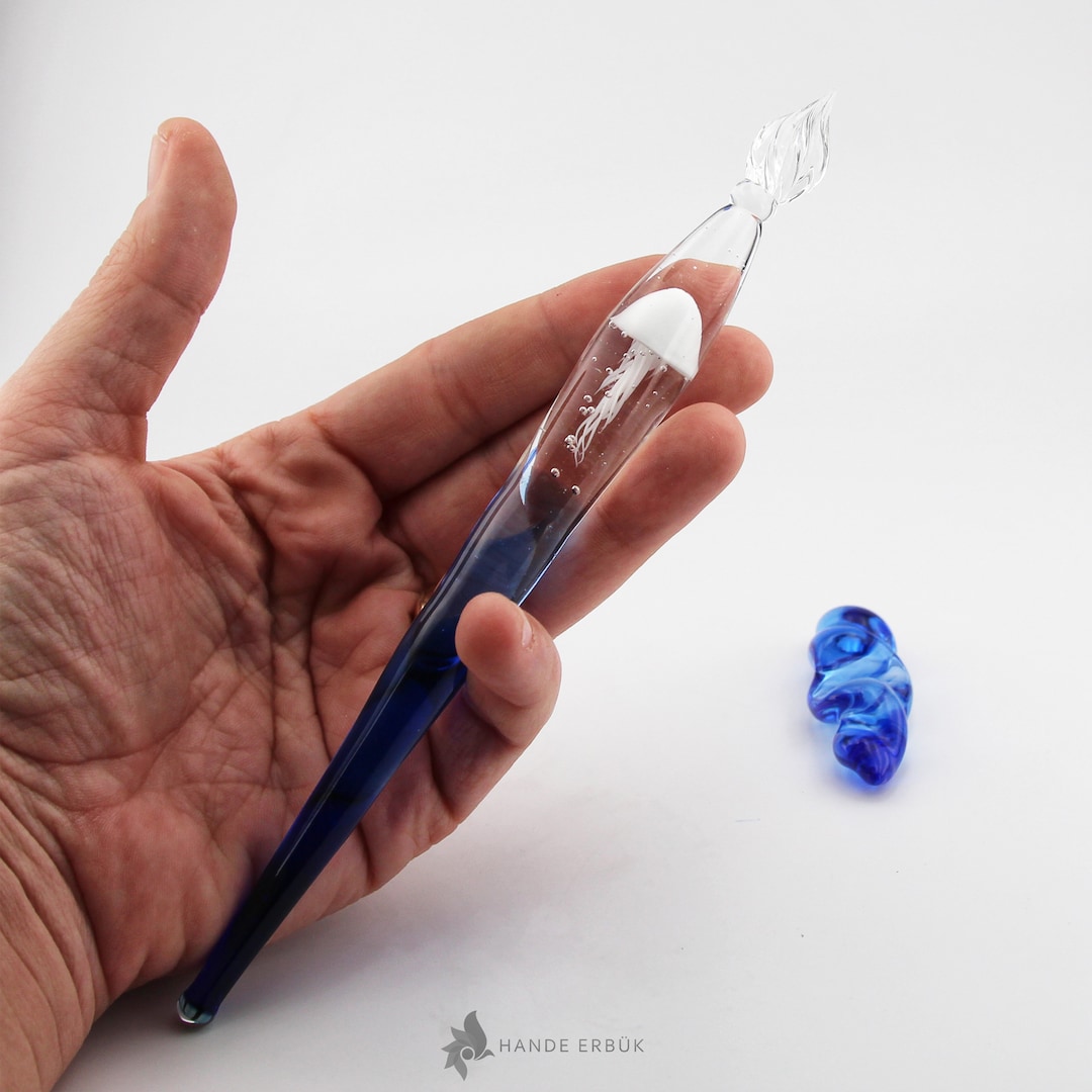 Glass Dip in Pen Jellyfish Ocean Themed Handmade Glass Art Calligraphy ...