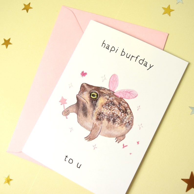 Grumpy Frog Birthday Card Frog Lover Birthday Greeting Card | Etsy