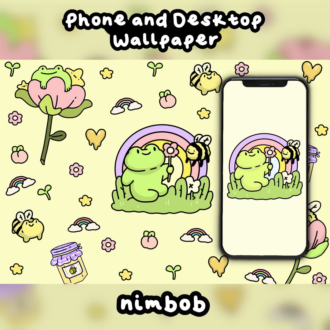 Bee & Frog Wallpaper Set - Phone - Tablet - Desktop - Froggy Pattern ...