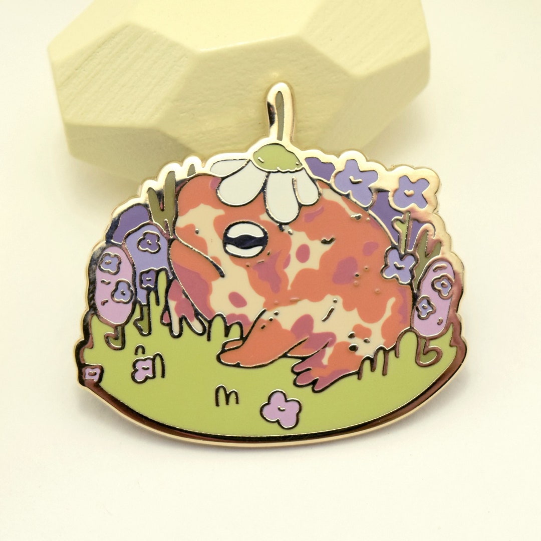 Cottagecore Toad Hard Enamel Gold Metal Summer Flowers Frog Pin Derpy ...