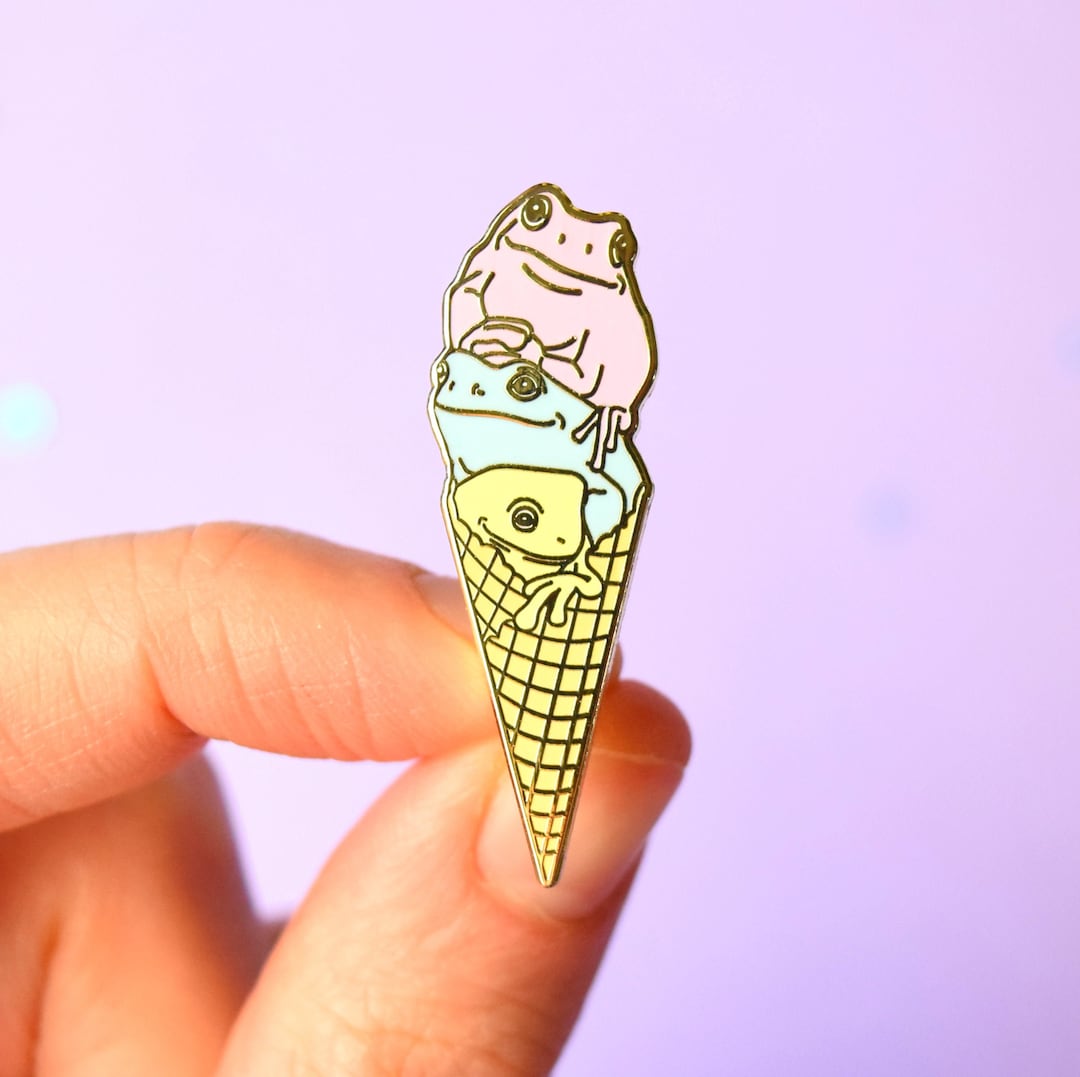 Pan Ice-cream Frogs Enamel Pin - Pride - Pansexual Rainbow Scoops ...