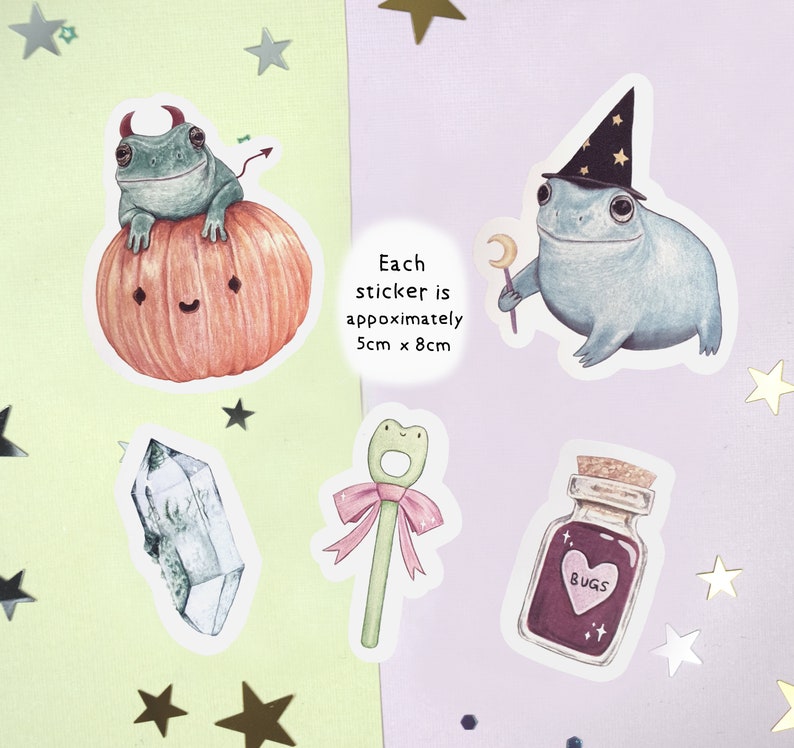 Spooky Frogs Stickers Pack of 5 Frog Lover Sticker Set - Etsy UK