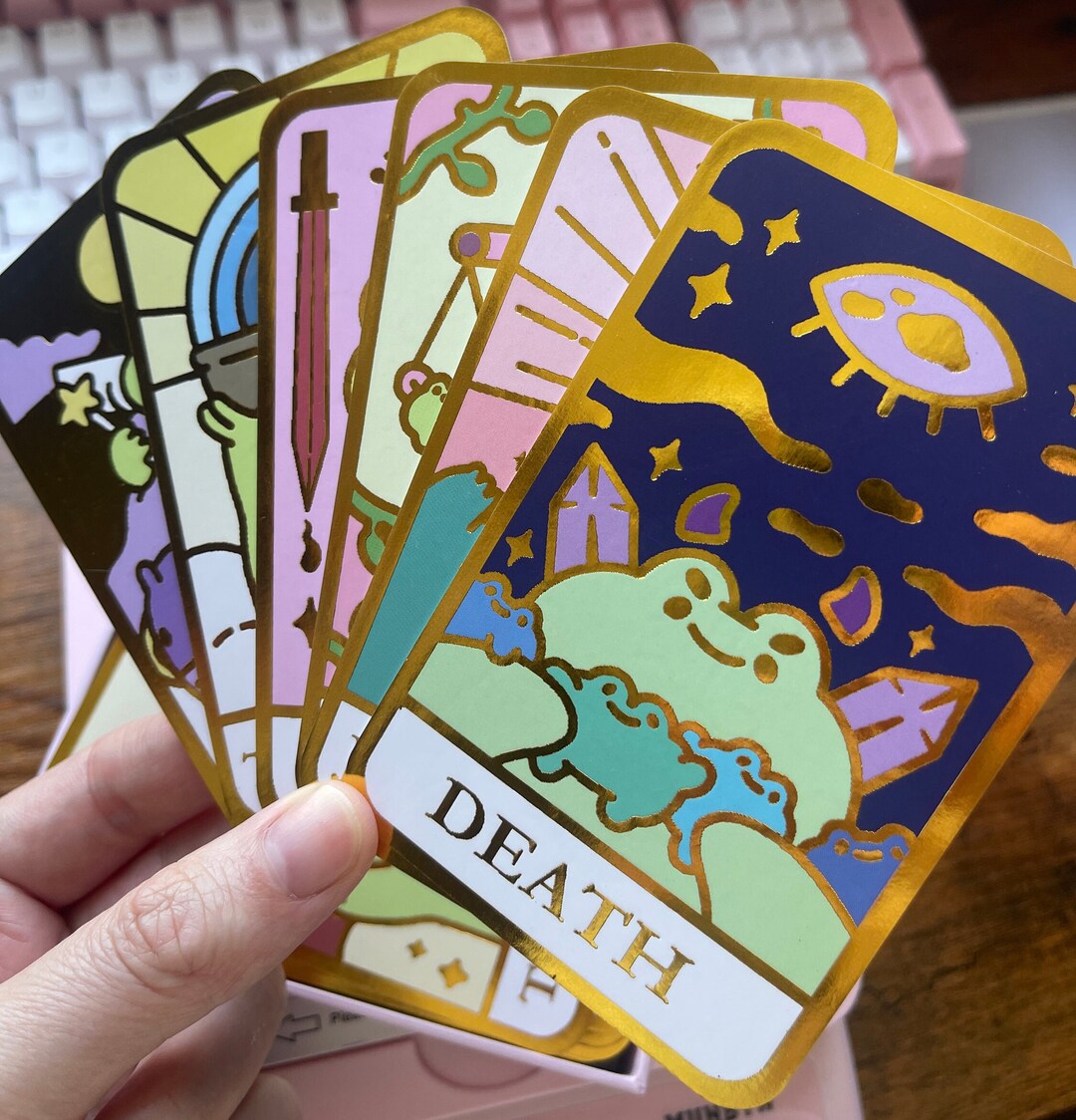Frog Tarot Set Froggy Themed Card Deck Magic Froggies Cute Kawaii Gold ...