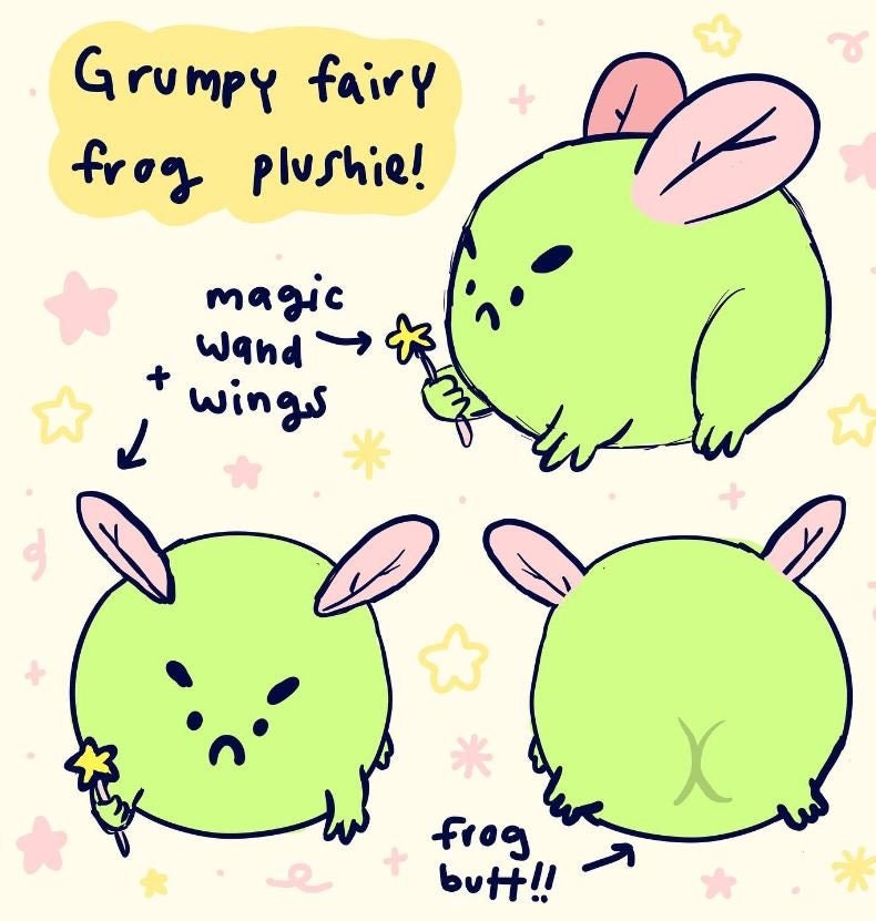 Grumpy the Angry Toad Plush Frog Plushie Round Little - Etsy
