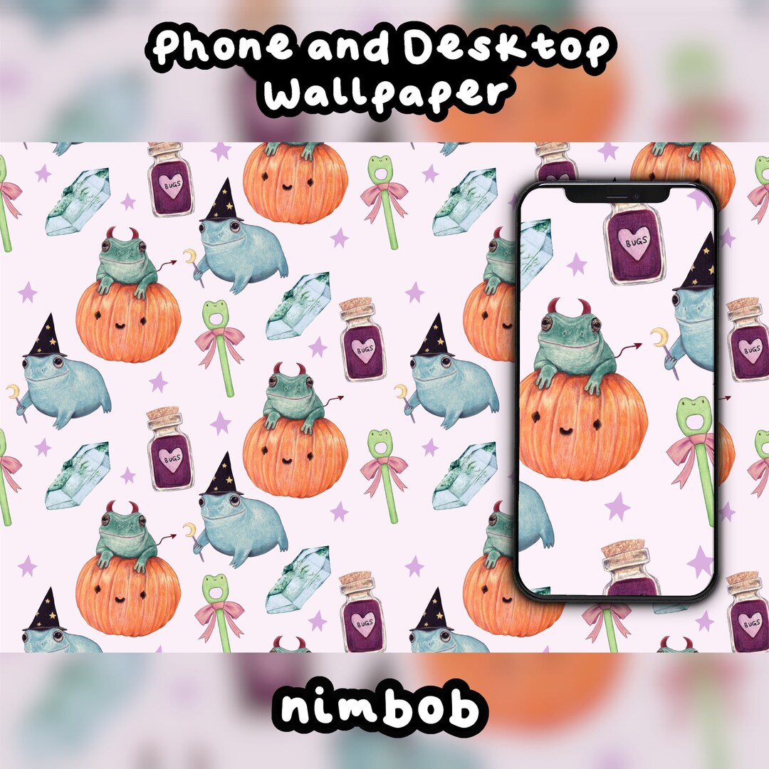 Spooky Frogs Wallpaper Set - Phone - Tablet - Desktop - Froggy Pattern ...