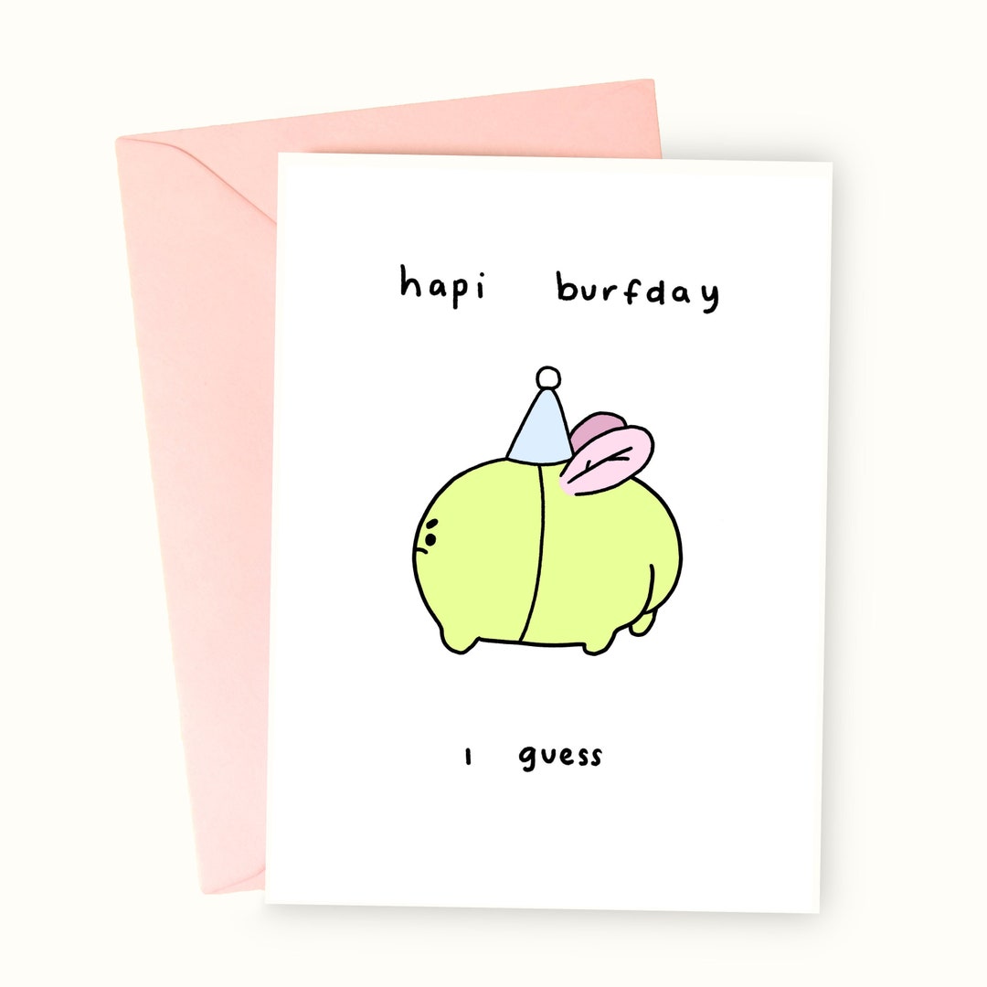 Hapi Burfday I Guess - Grumpy Toad B-day - Friendship Love Card - Frog ...