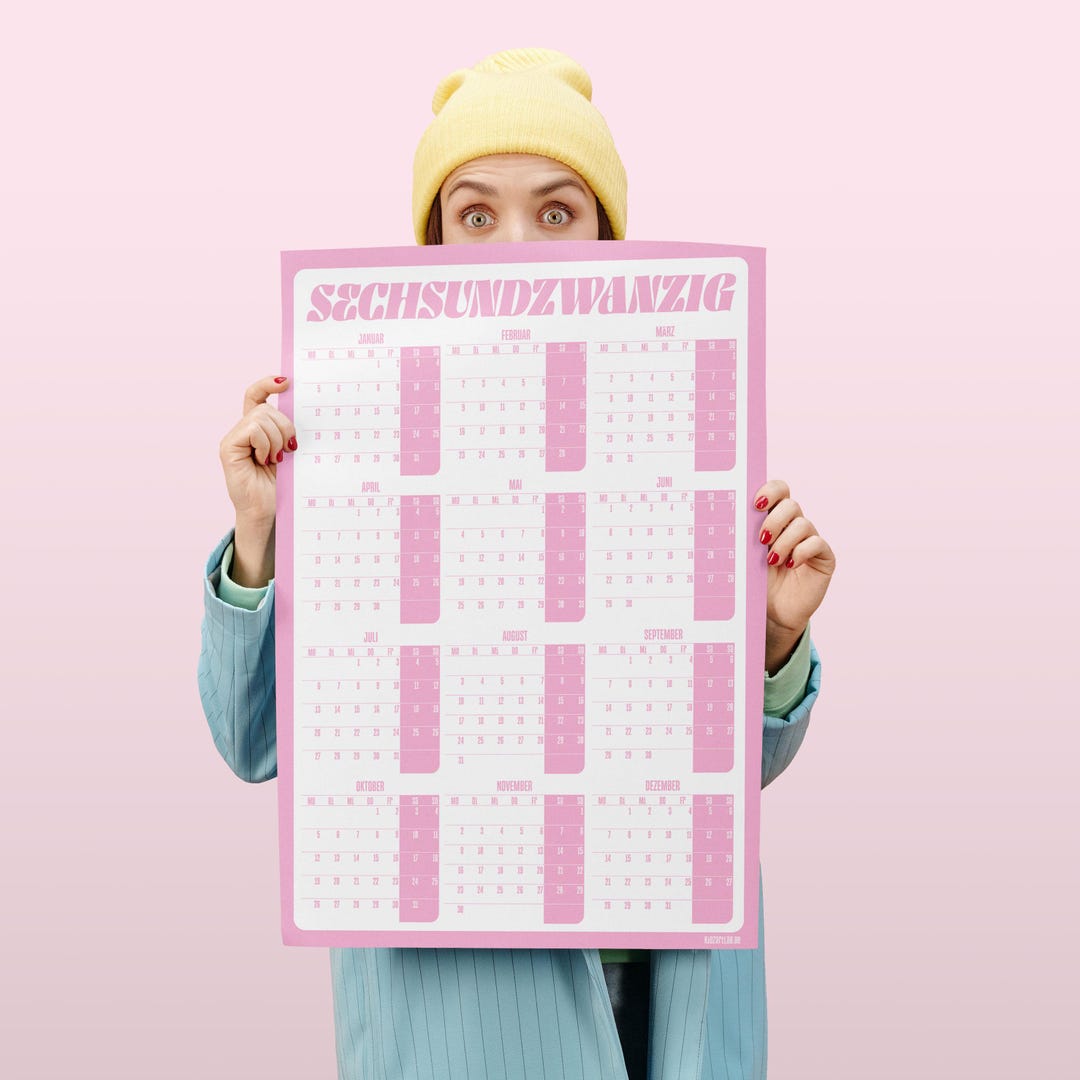 2026 Year Planner – Pastel Pink Wall Calendar | XXL Calendar | DIN A0 ...