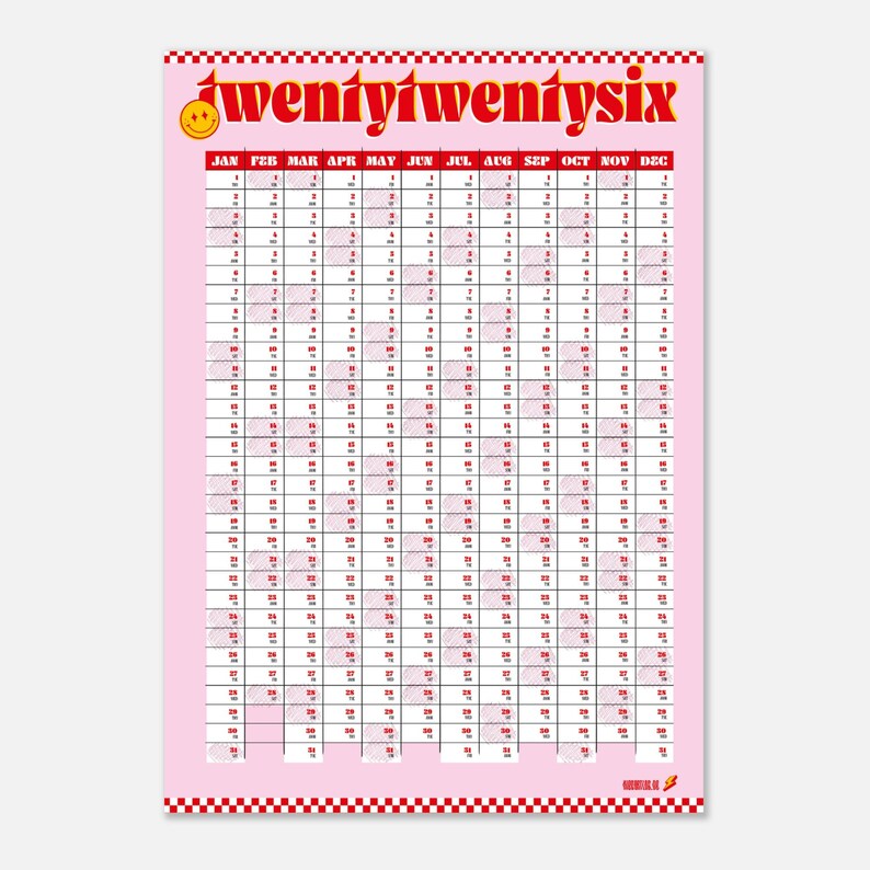 2026 Family Planner XXL Annual Calendar Wall Planner Retro Design ...