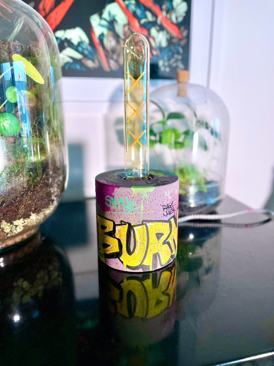 Street Art Graffiti Concrete Lamp Urban Art Table Lamp Street Art Lamp ...