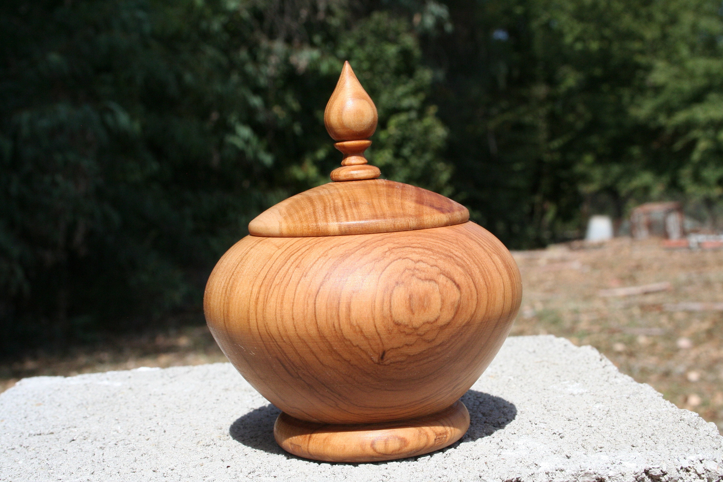 Olive Wood Round Box | Etsy