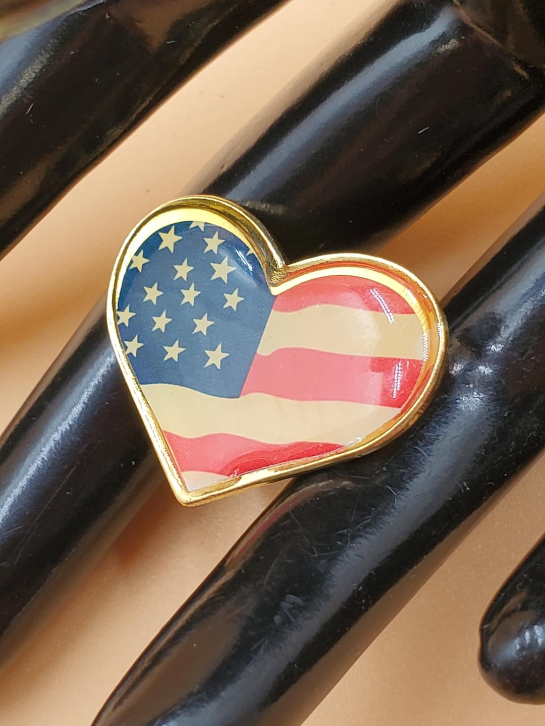Vintage USA Flag Heart Lapel Pin - Etsy
