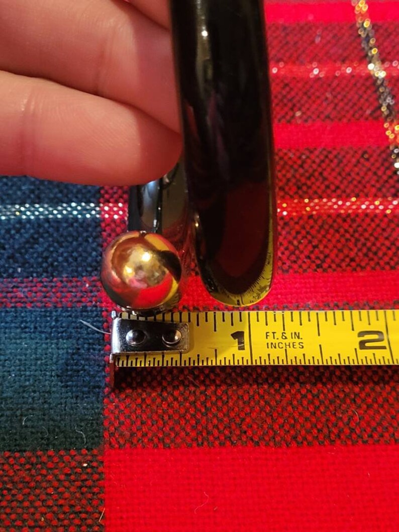 Vintage Thick Chunky Hollow Tube Black Enamel Bangle Bracelet With Gold ...