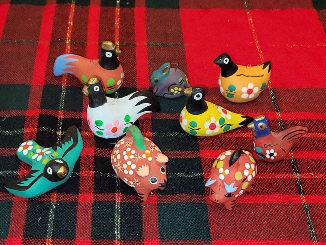 Vintage Mexico Folk Art Handmade Painted Miniature Clay Animal ...