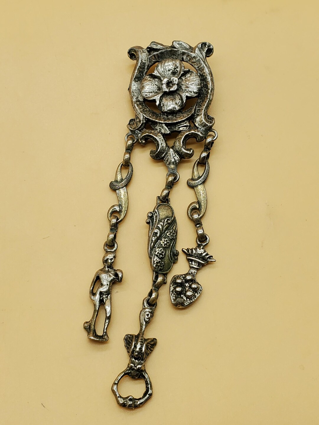 Vintage Victorian Revival Dangling Charm Brooch - Etsy