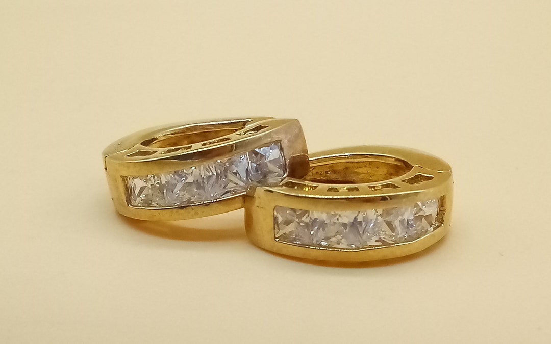 SETA Gold Plated Crystal Hoop Pierced Earrings - Etsy