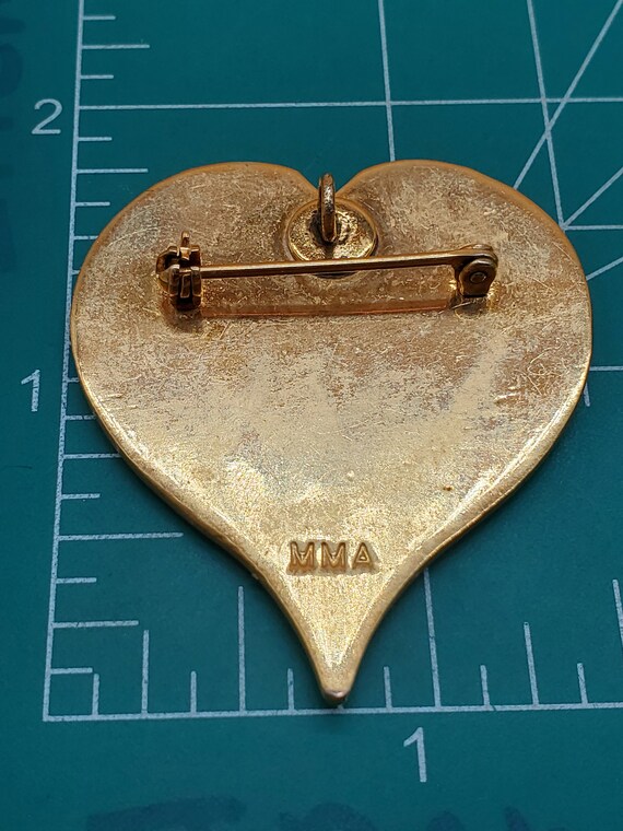vintage MMA enamel heart brooch pendant - Gem