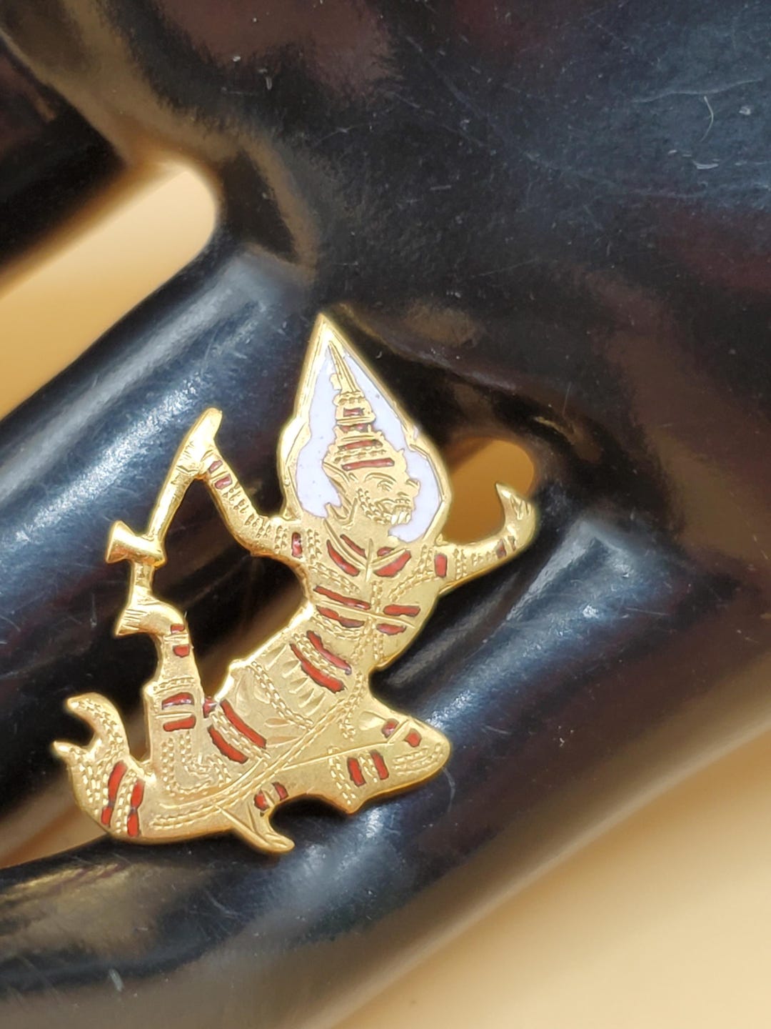 Vintage Gold Tone Enamel Buddhist Tie Tack - Etsy