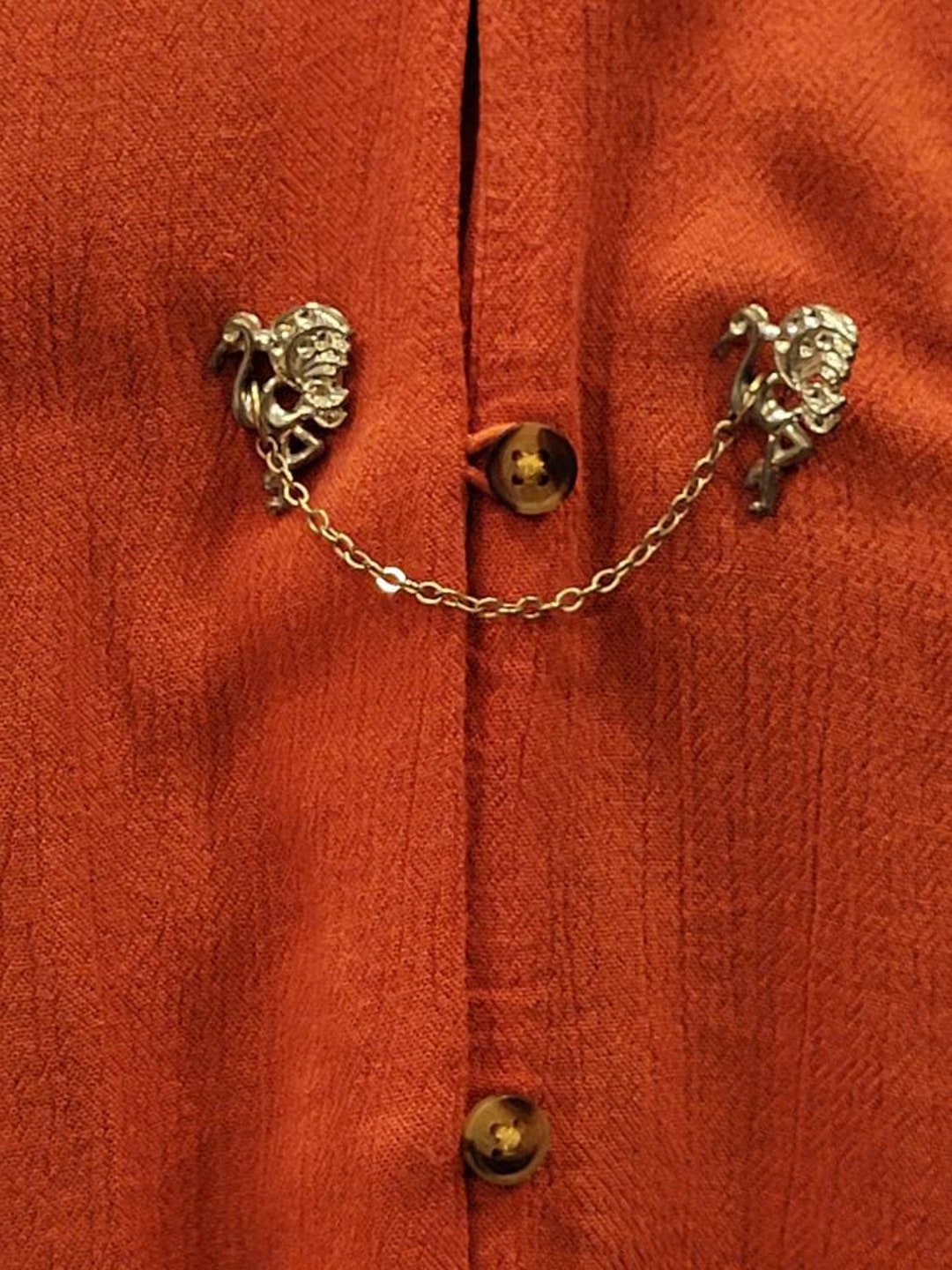Vintage Chained Double Pin Flamingo Pins, Chained Flamingo Sweater Pins ...