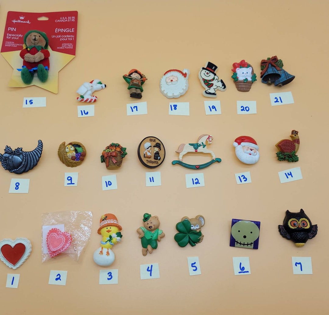 Vintage Hallmark Plastic Holiday Pins, Select Styles - Etsy