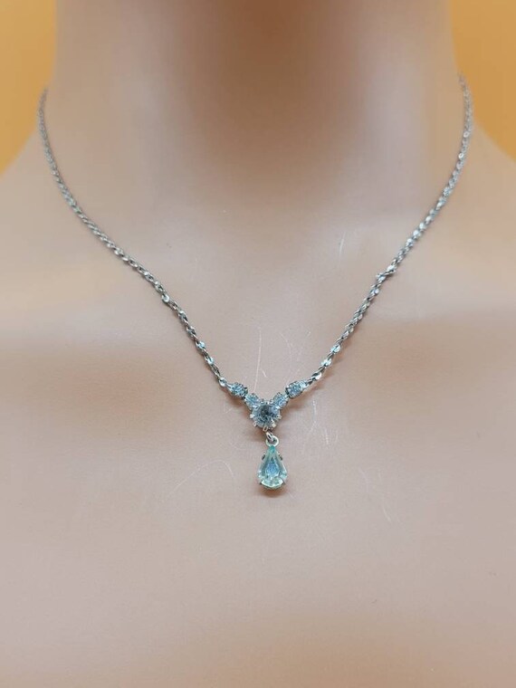 Vintage Avon silver tone chain necklace with rhinesto… - Gem