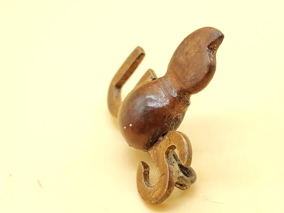 Antique US Military Flaming Bomb metal and leather pin - Gem